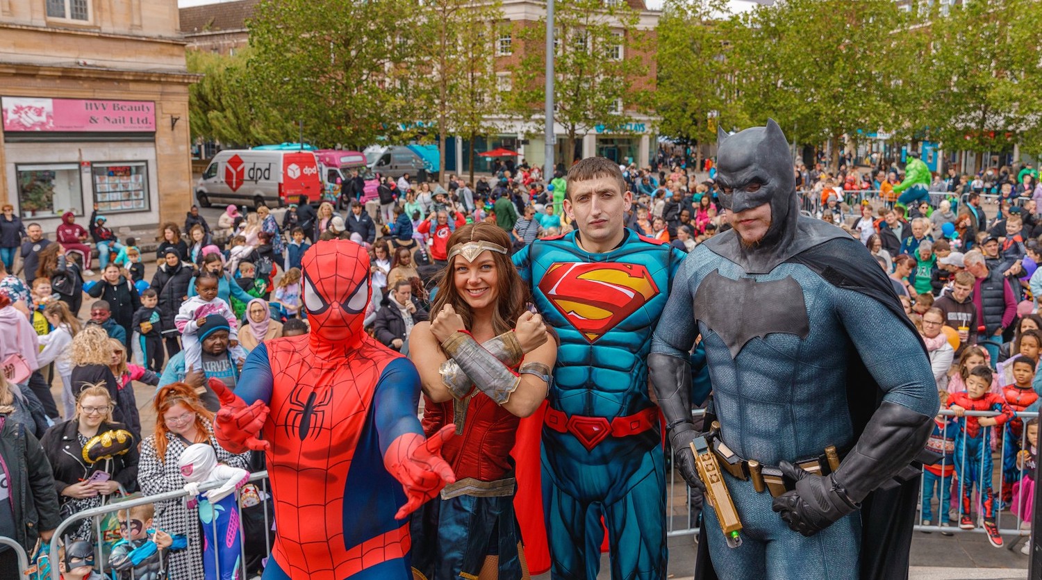 City centre businesses cheer as superheroes pull the crowds